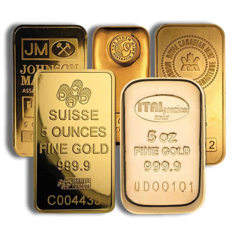 5 Oz Gold Bar - Brand Varies .9999 - FMR Gold